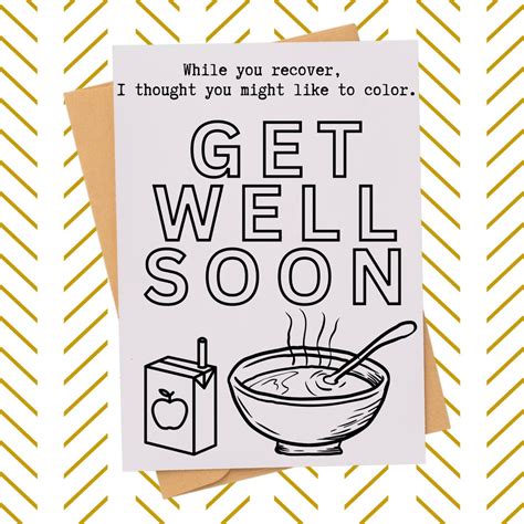 Get Well Soon Card Feel Better Soon Card Blank Coloring Page Card