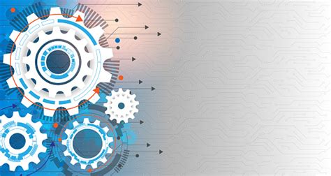 데이터 미래 기어 휠 회로 기판 하이테크 디지털 기술 및 엔지니어링 디지털 통신 기술 개념 밝은 파란색 배경 Ep3에 추상적 미래지향적 배경 주제에 대한 스톡 벡터 아트 및