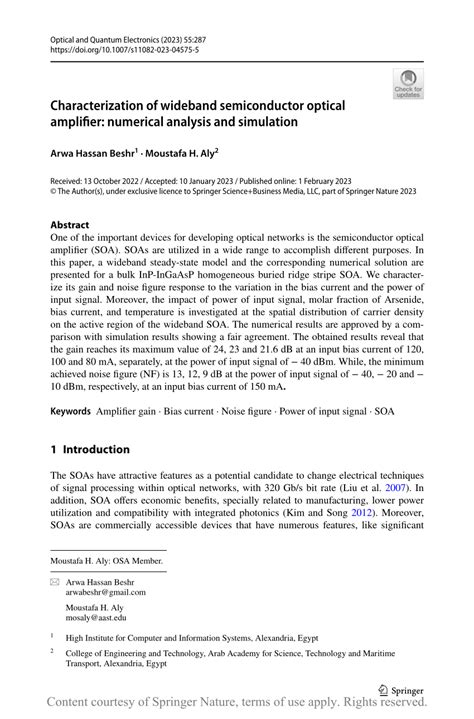 Characterization Of Wideband Semiconductor Optical Amplifier Numerical Analysis And Simulation