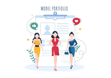Premium Vector Model Portfolio Illustration With Modeling Agency Manager And Photographer Take