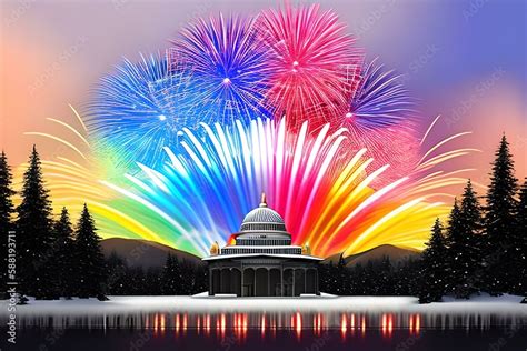 Realistic Digital Art Scene Of A Fireworks Display Generative AI Stock Illustration Adobe Stock