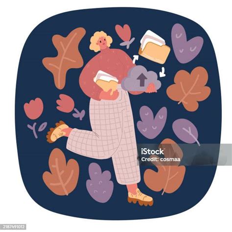 젊은 여자의 만화 벡터 일러스트 레이 션이 파일을 저장하고 있습니다 3차원 형태에 대한 스톡 벡터 아트 및 기타 이미지 3차원 형태 강사 경영자 Istock