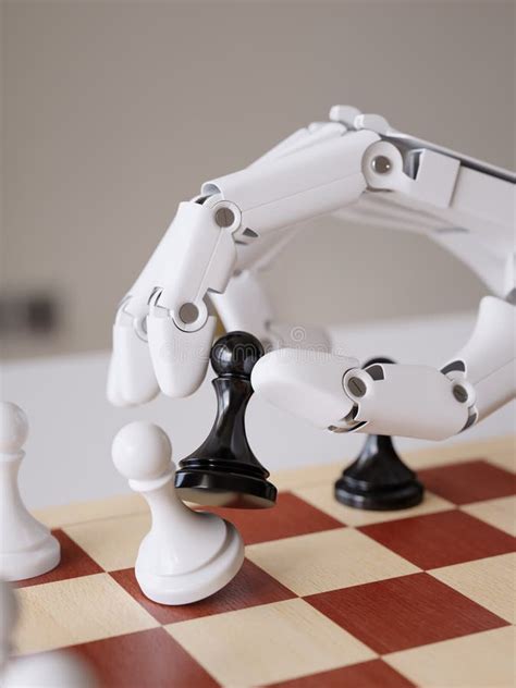 Artificial Intelligence Playing Chess 3d Illustration Concept Stock