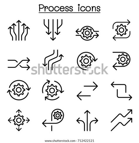 Process Icon Set Thin Line Style Stock Vector Royalty Free 712422121