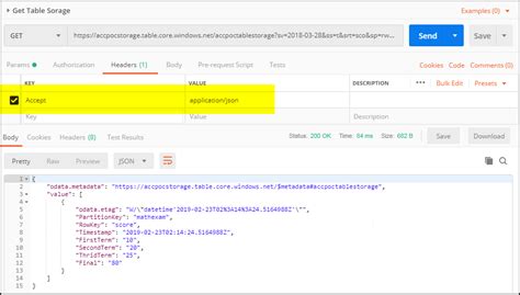 Azure Table Storage Service REST API Operations Using POSTMAN A Turning Point