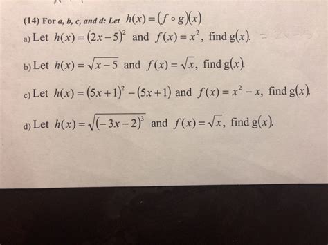 Solved For A B C And D Let H X Fog X A Let Chegg Com