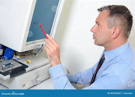 Smart Man Using Computer Stock Image Image Of Information 287835567