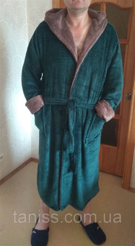 Теплый Махровый Мужской Халат, Длинный, на Запах, Под Пояс, с Капюшоном ...