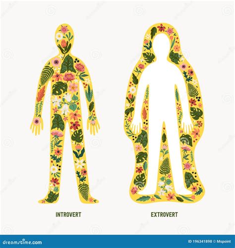 Extrovert And Introvert Comparison Outdoors And In Spare Time Vector Illustration