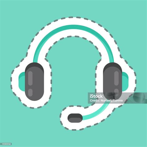 스티커 라인 컷 헤드폰 컴퓨터 구성 요소 기호에 적합합니다 편집 가능한 간단한 디자인 디자인 템플릿 벡터 간단한 그림 고체에