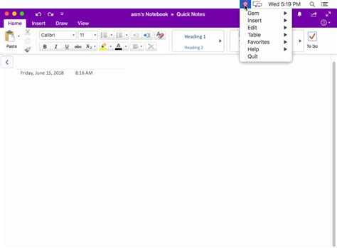 Mac Select Template From List And Insert Into Onenote Office