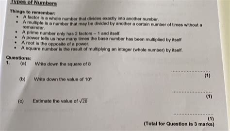 Solved Types Of Numbers Things To Remember A Factor Is A Whole Number