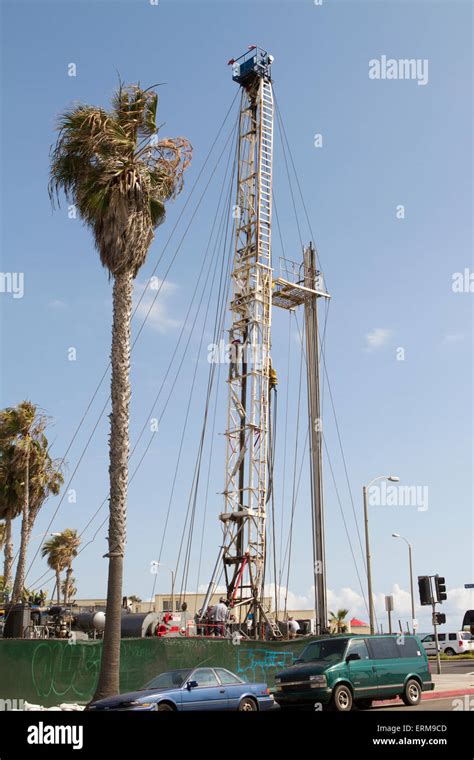 Oil Drilling Rig On Pacific Coast Highway In Huntington Beach