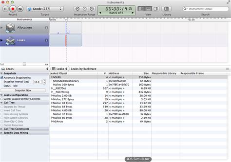 Iphone Leak Search Using Instrument Stack Overflow