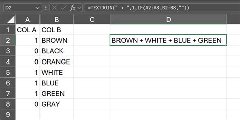 Excel How To Concatenate Words With A Separator Based On Values In