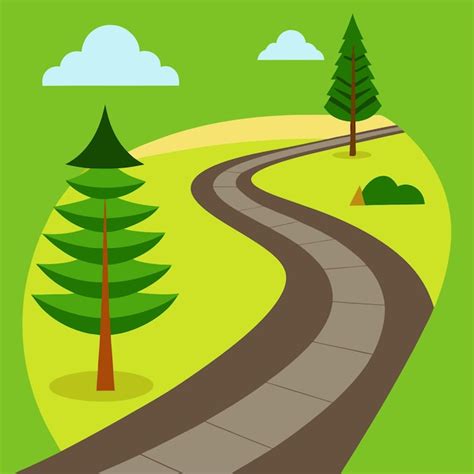 Paved Path Clipart Cartoon Illustration Drawing Premium Ai Generated Vector