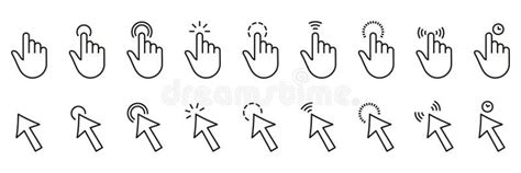 Mouse Pointer Line Icon Computer Cursor Arrow Linear Pictogram Digital Web Finger For Website