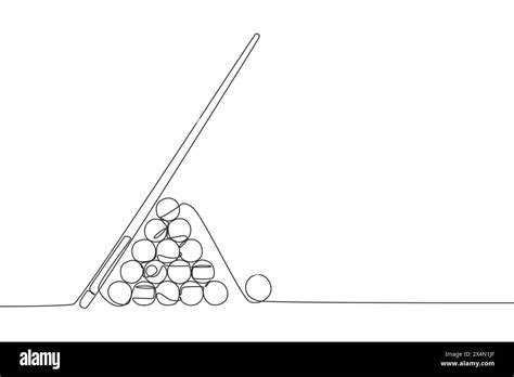 One Continuous Line Drawing Of Triangle Pyramid Balls Stack For Pool Billiards Game At Billiard