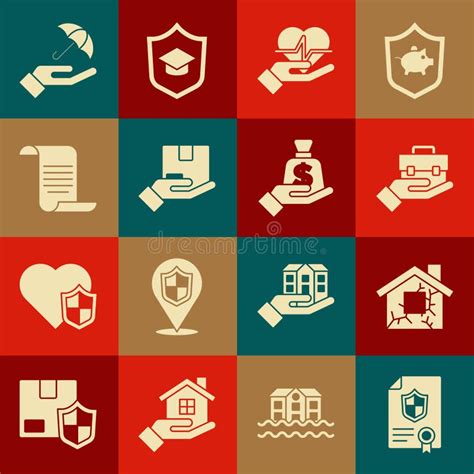 Set Contract With Shield House Hand Holding Briefcase Life Insurance Hand Delivery Document