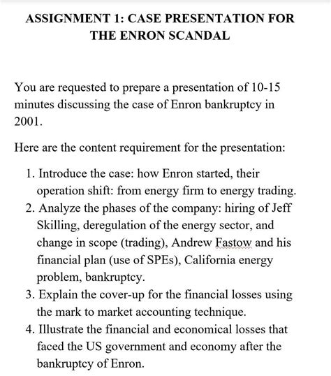 solved assignment 1 case presentation for the enron scandal