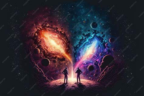 Premium Ai Image Creationism Concept S Of God Are Creating Galaxy In Universe