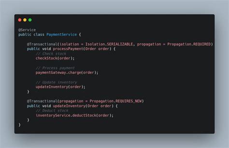 Java Springboot Transactionmanagement Isolationlevels Propagationbehavior