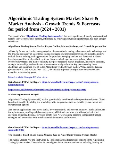 Reportprime Algorithmic Trading System Market Share And Market Analysis Growth Trends