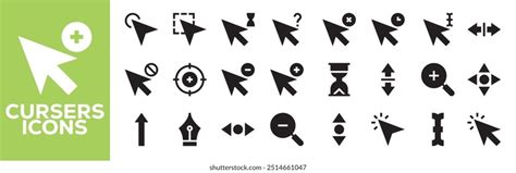Mouse Cursors Pointers Linear Style Icon Stock Vector Royalty Free