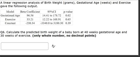 Solved A Linear Regression Analysis Of Birth Weight Grams