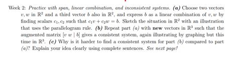 Solved Week 2 Practice With Span Linear Combination And