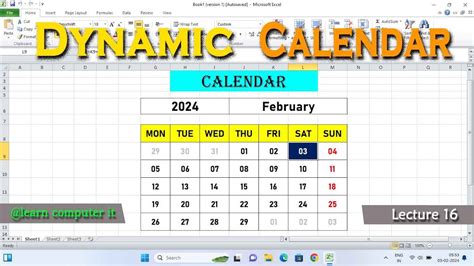 Create Dynamic Calendar Excel Advanced Excel Full Course Excel