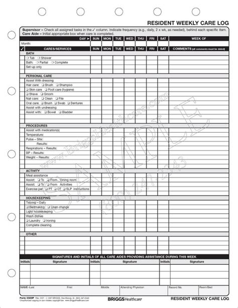 Free Printable Resident Care Forms Printable Forms Free Online