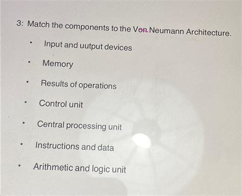 Solved 3: Match the components to the Von Neumann | Chegg.com