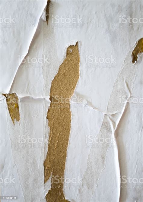 접착 된 찢어진 측면이있는 빈 흰색 찢어진 종이 추상 포스터 모형 복사 공간과 텍스트를위한 템플릿 디자인 매트 젖은 종이는 배경과 질감을 위해 주름을 잡았습니다 0명에 대한