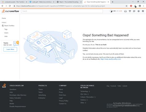 Oops Something Bad Happened SO Questions Outage Meta Stack Overflow