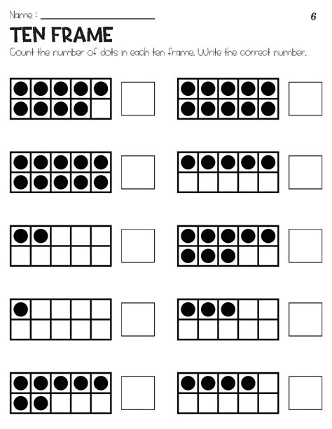 Counting Numbers 1 10 With Ten Frame Objects Worksheets Etsy