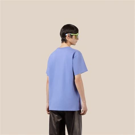 Animal Print Cotton T Shirt In Purple Ready To Wear Gucci® Si