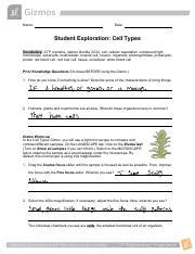 Gizmos Cell Types Lab Pdf Name Date Babe Exploration Cell Types Vocabulary ATP