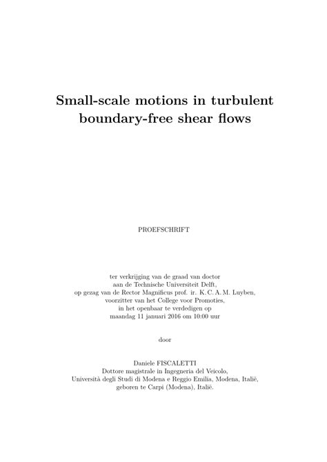Pdf Small Scale Motions In Turbulent Boundary Free Shear Flows