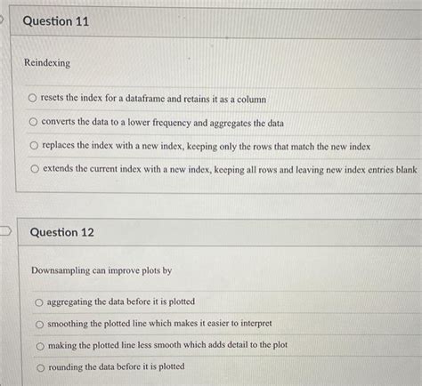 Solved Reindexing Resets The Index For A Dataframe And Chegg Com