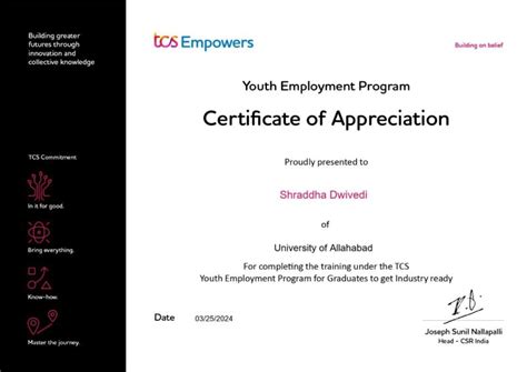 Shraddha Dwivedi On Linkedin Tcs Youthemploymentprogram Careergrowth Learningjourney Grateful