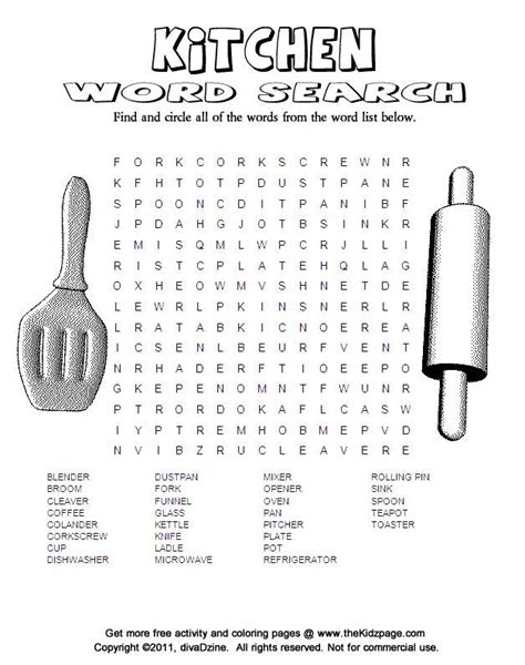 Kitchen Printable Worksheets Tedy Printable Activities