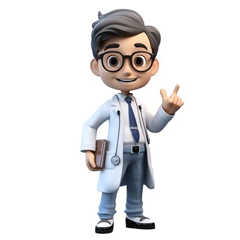3d Happy Cartoon Doctor Cartoon Doctor Generative Ai Doctor Clipart