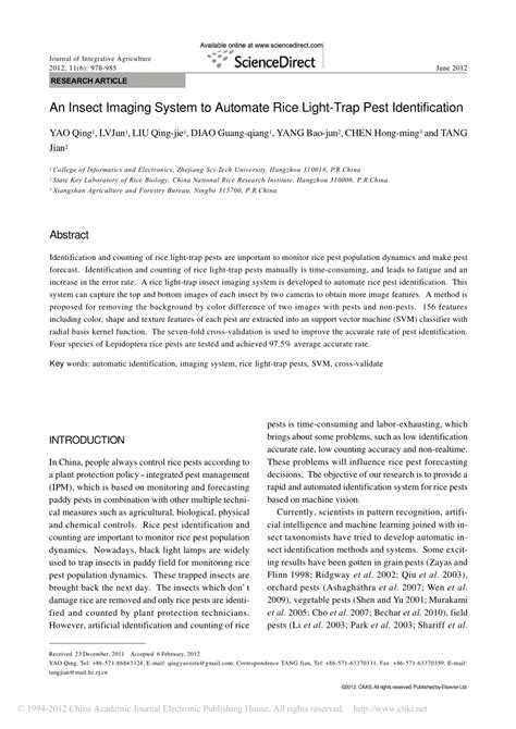 Pdf An Insect Imaging System To Automate Rice Light Trap Pest