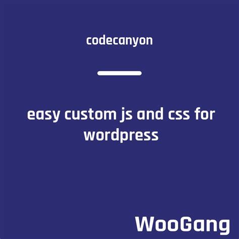Easy Custom Js And Css For Wordpress Woogang