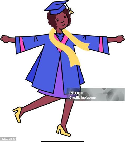 졸업 소녀 캐릭터 학교 졸업 학생은 흰색 평면 벡터 일러스트에 고립 모자 졸업장을 개최합니다 중등 교육 완료 교육에 대한 스톡 벡터 아트 및 기타 이미지 Istock