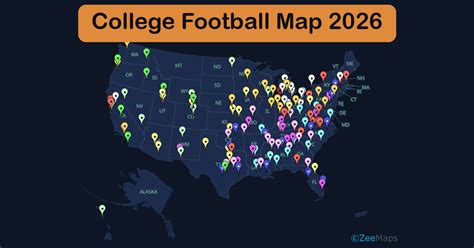 College Football Map 2026 Teams By Conference And State World Of Maps