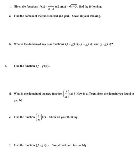 solved 1 given the functions f x x−31 and g x x 3 find