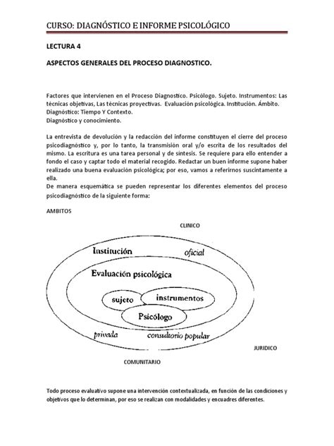 Diagnostico E Informe Psicologico Pdf Sicología Evaluación