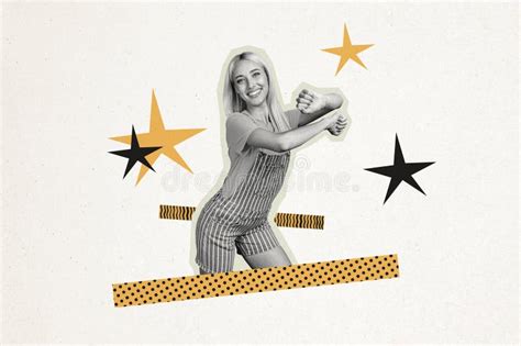 Composite Photo Collage Of Happy Girl Dance Weekend Party Music